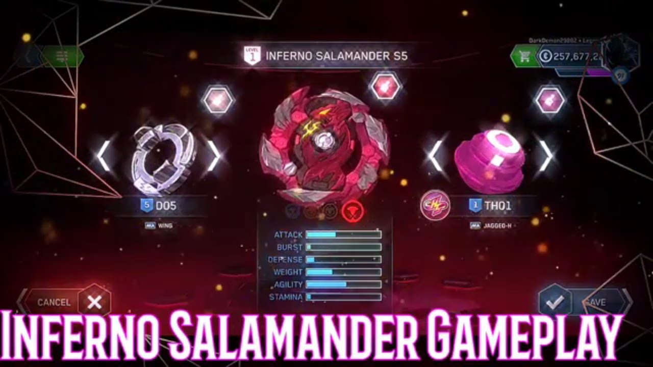 Inferno Salamander S5 Gameplay | Beyblade Burst Rise App - YouTube