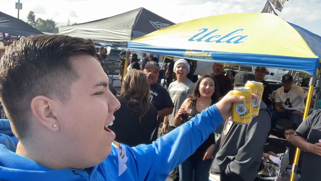 Chargers Fans invade Raiders tailgate at StubHub! ( Chargers vs Raiders ...