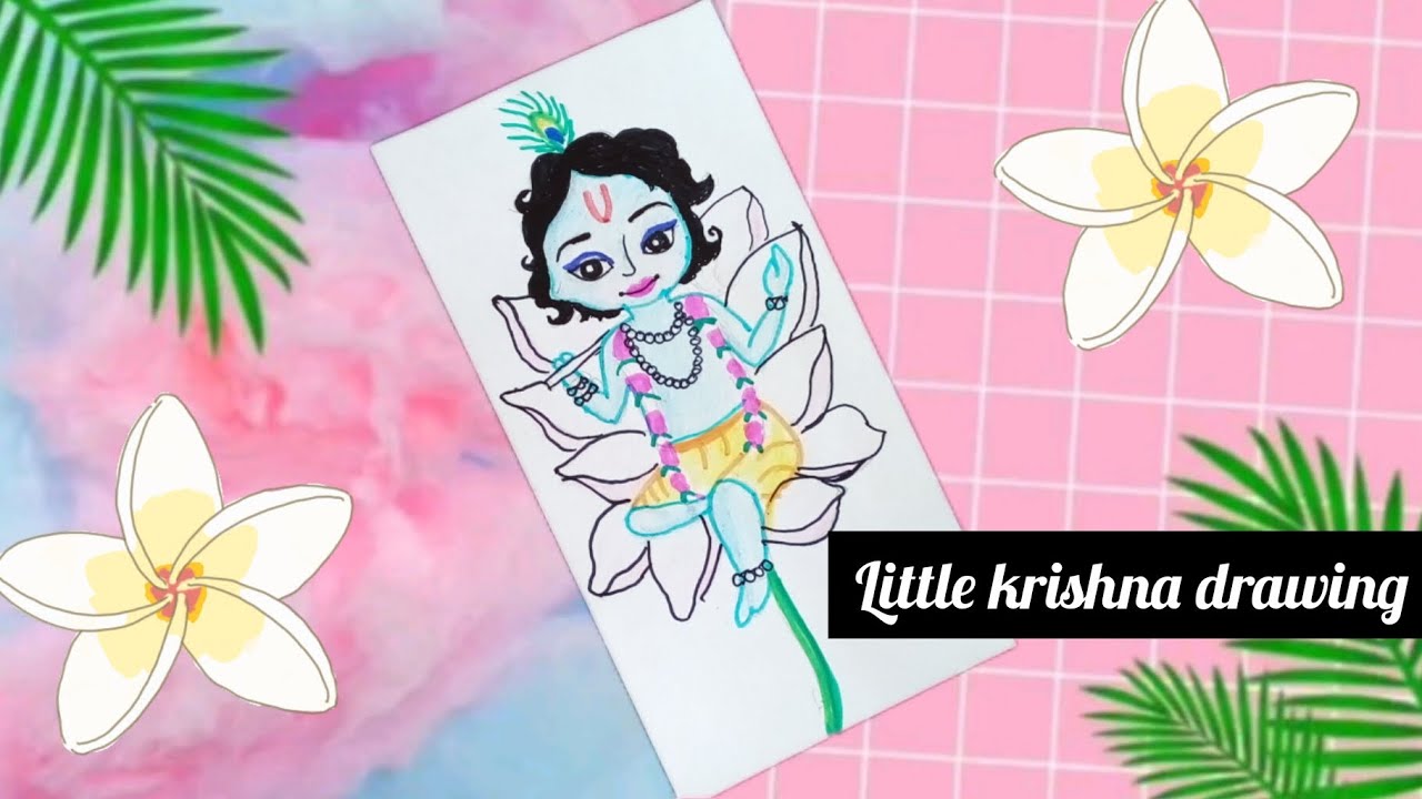 Little krishna drawing💙 with pencil colour - YouTube