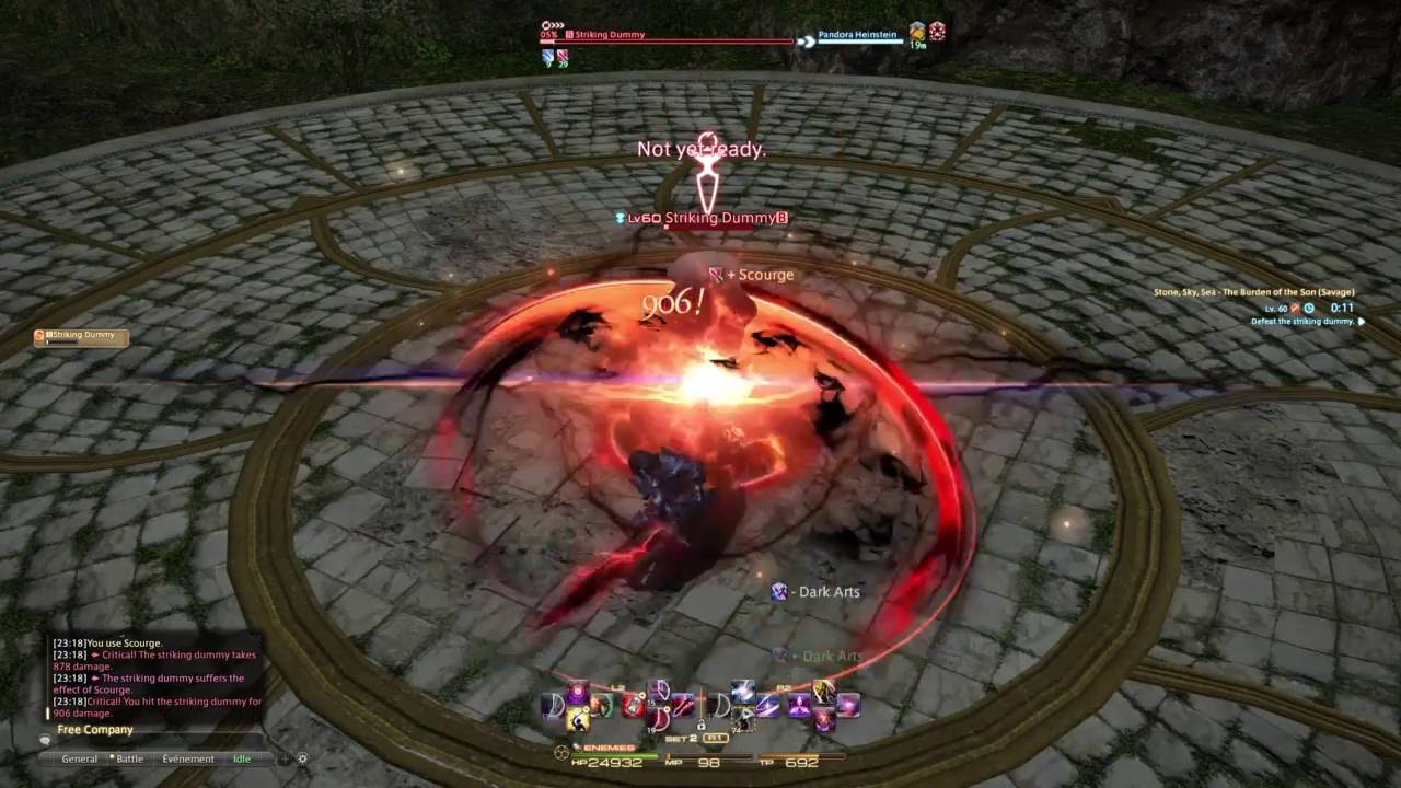 FFXIV 1100+ DPS Dark Knight Rotation on A8S Dummy - YouTube