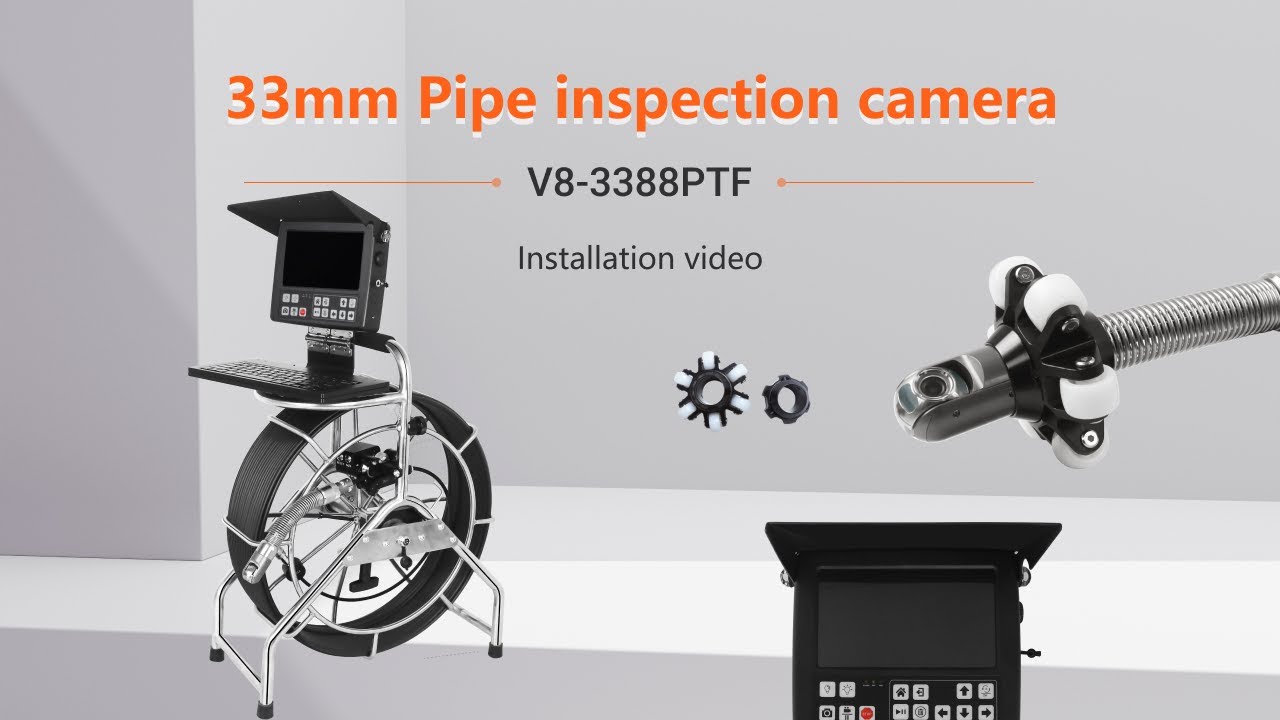 Installation video- V8 3388PTF Vicam 45mm pipe inspection camera - YouTube