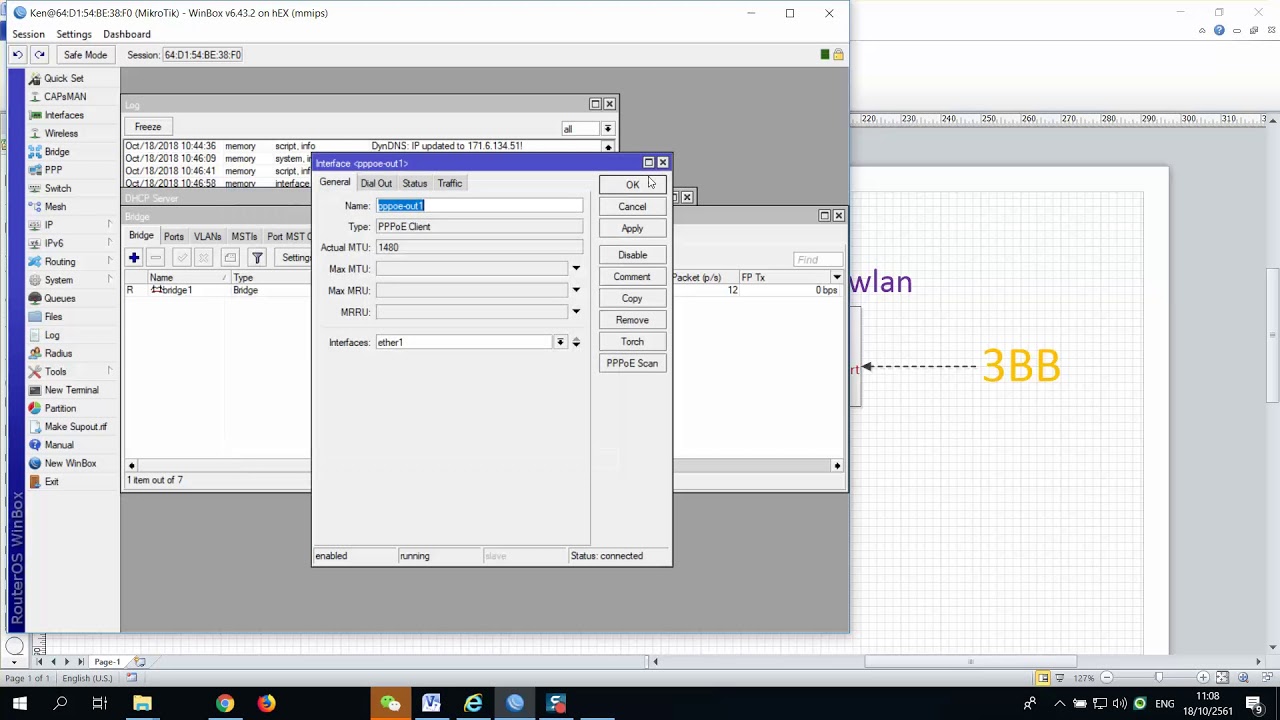 3BB Huawei bridge mode and Accesspoint (SSID1) with Mikrotik pppoe-out ...