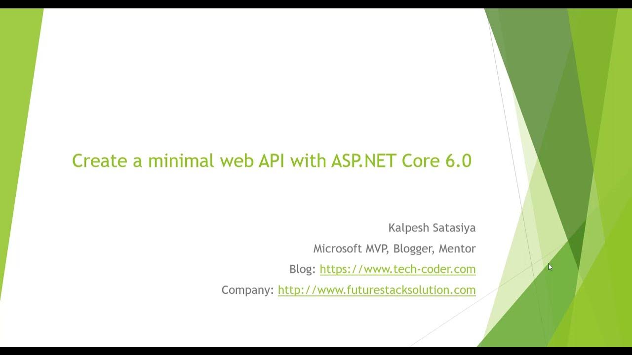 Create a minimal web API with ASP.NET Core 6.0 - YouTube