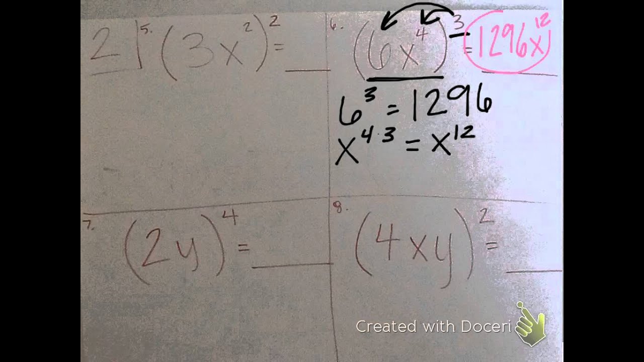 Multiplying Exponents- Power to Power- Algebra 2 project - YouTube