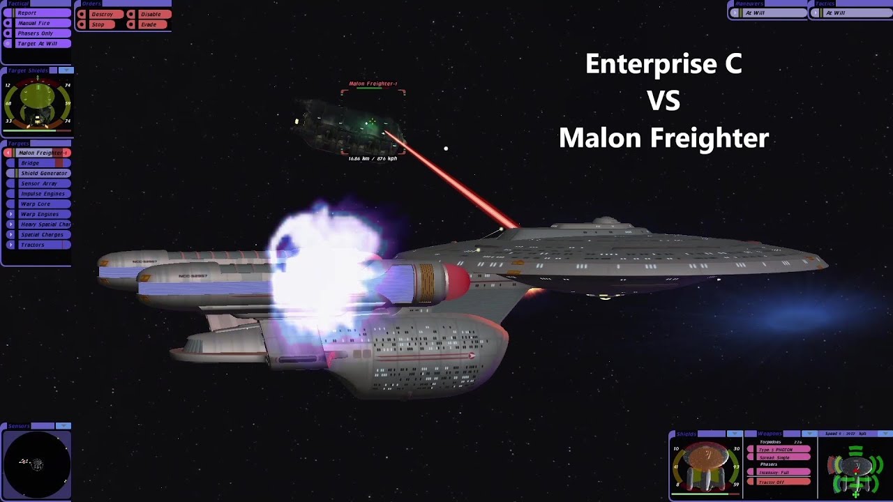 USS Enterprise C VS Malon Freighter | Star Trek Bridge Commander Battle ...