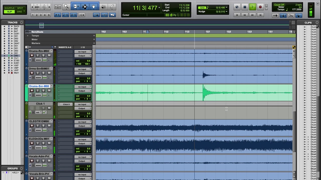Creating grid lines for tracks not recorded with click in Pro Tools ...
