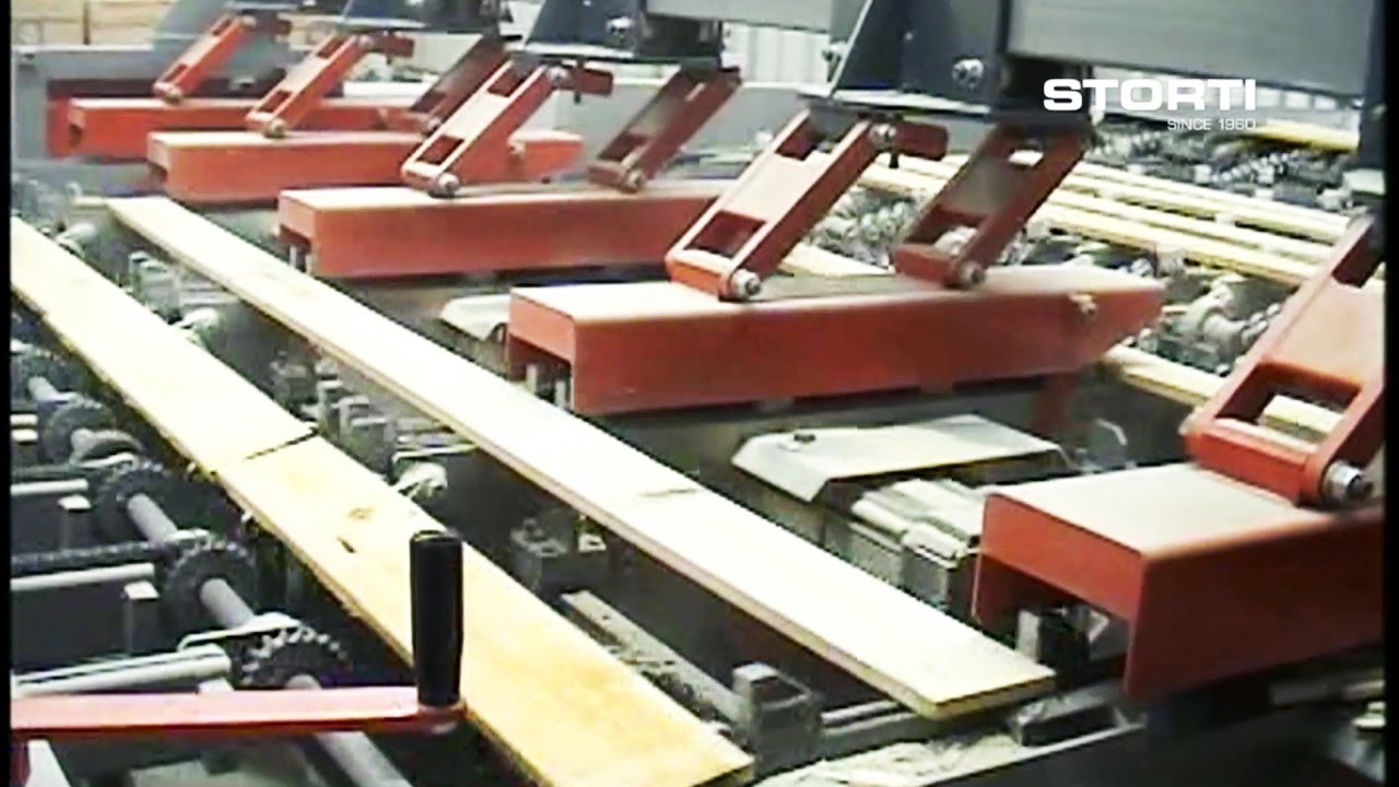 STORTI Wooden pack destacker with cross cutting multirip, board stacker ...