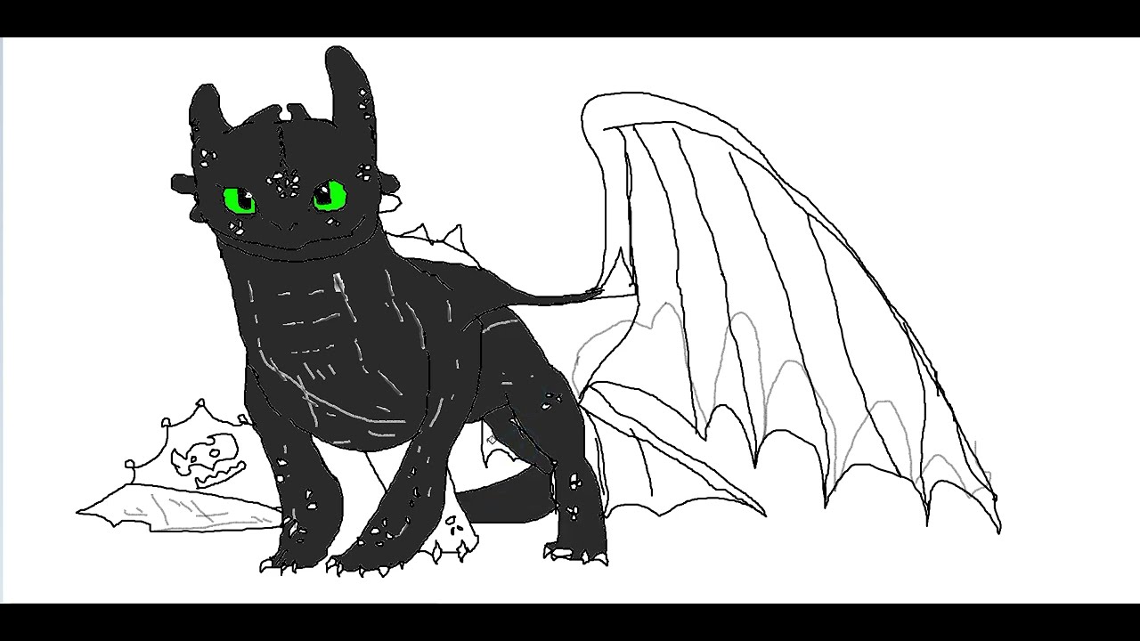 My Hardwork on Drawing Toothless the Night Fury in Computer!!! - YouTube