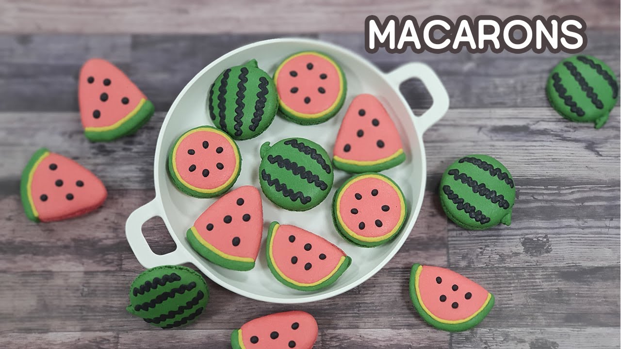 Watermelon macarons 수박 마카롱 만들기ㅣSUGAR BEAN - YouTube