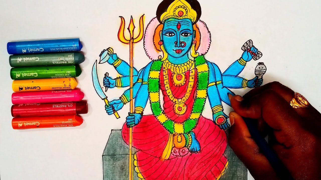 How to Draw Beautiful Drawing of Goddess Kalika Bairavi/painting of ...