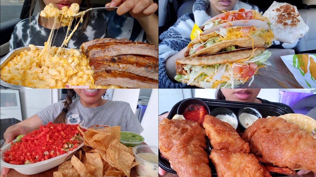TWILIGHT ASMR EATING FAST FOOD COMPILATION (MUKBANG) *BIG BITES* - YouTube
