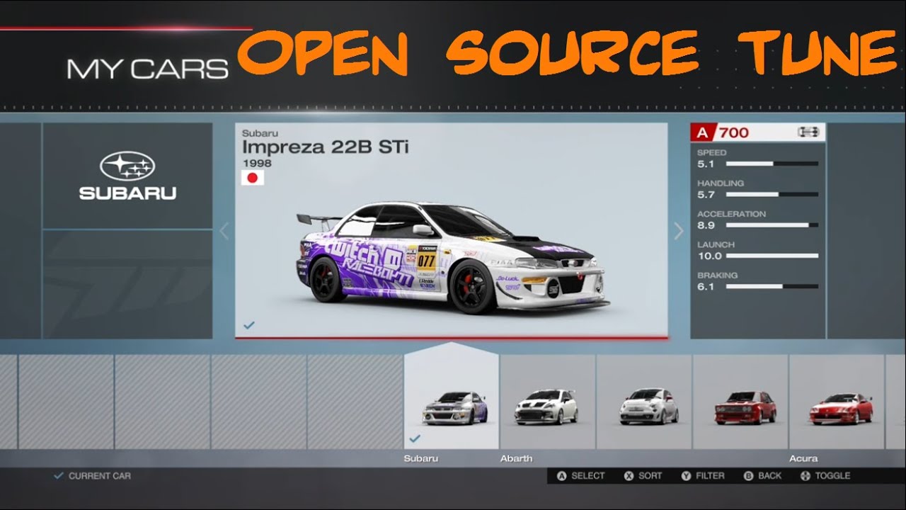 Subaru 22B STi Open Source Tune + Build ( A class Forza 5 ) - YouTube