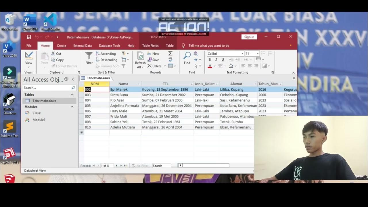 Membuat Pendataan Mahasiswa menggunakan Visual Basic dan Microsoft Acces - YouTube