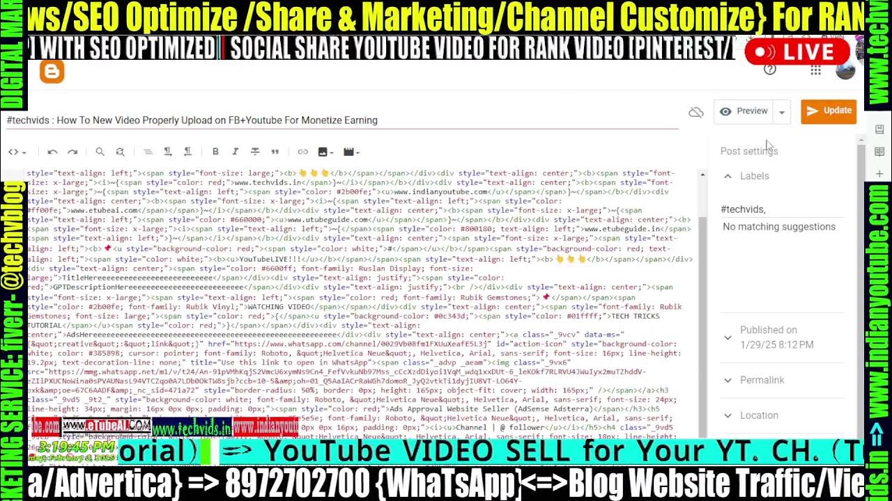 LIVE!!! 123 Video Tutorial:😊📚How To Add HTML Code on Blogger.com Post {Blogspot HTML Script Post ...