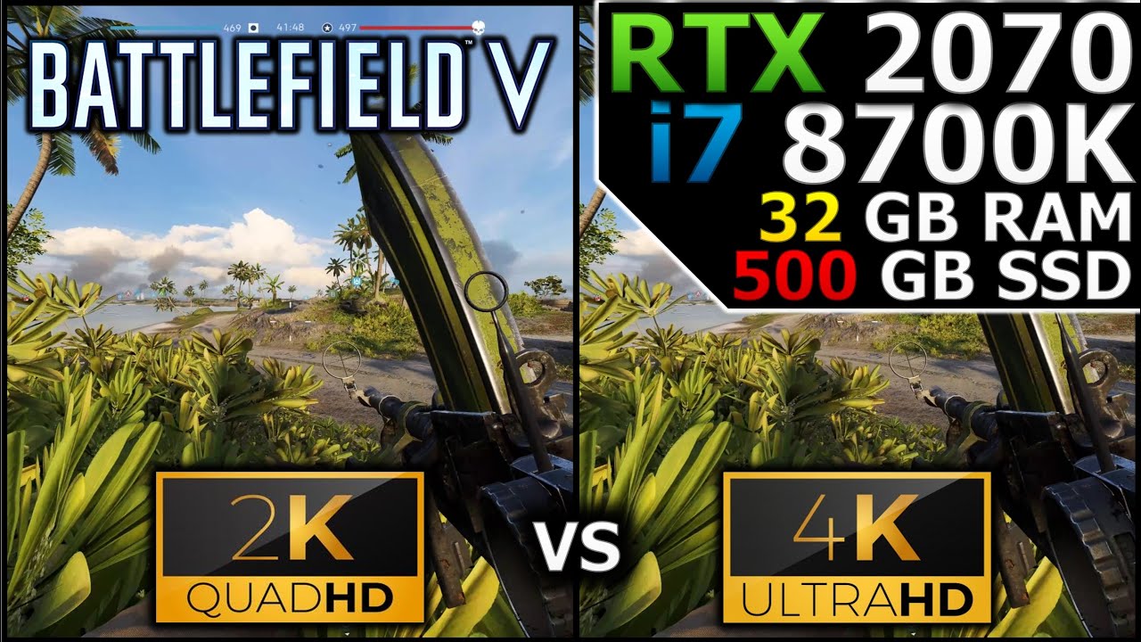 Battlefield V | 1440p vs 2160p | RTX 2070 | i7 8700K | 32GB RAM | 500GB ...