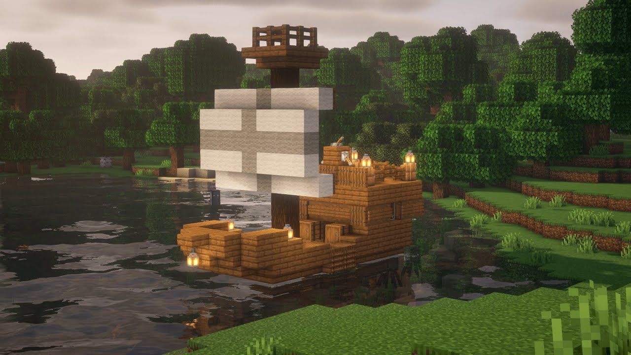 Minecraft: How To Build a Small Boat Tutorial - YouTube