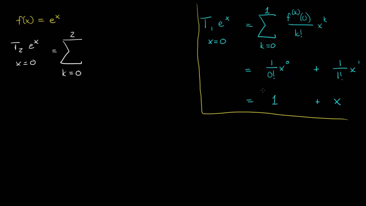 Taylor-polynomer - Eksempel med e^x, x=0, del 1 - YouTube
