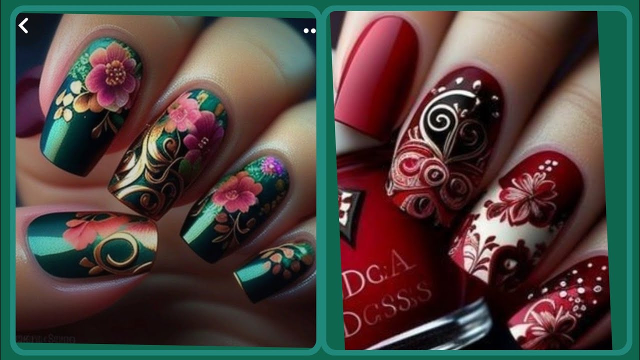 Outstanding And Elegant nail art designs / nail polish with gold print ...