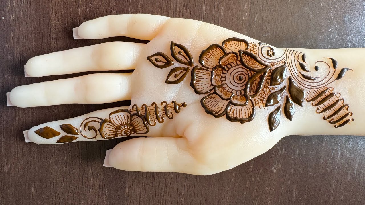 Cute henna design for front/ back hands #mehndi - YouTube