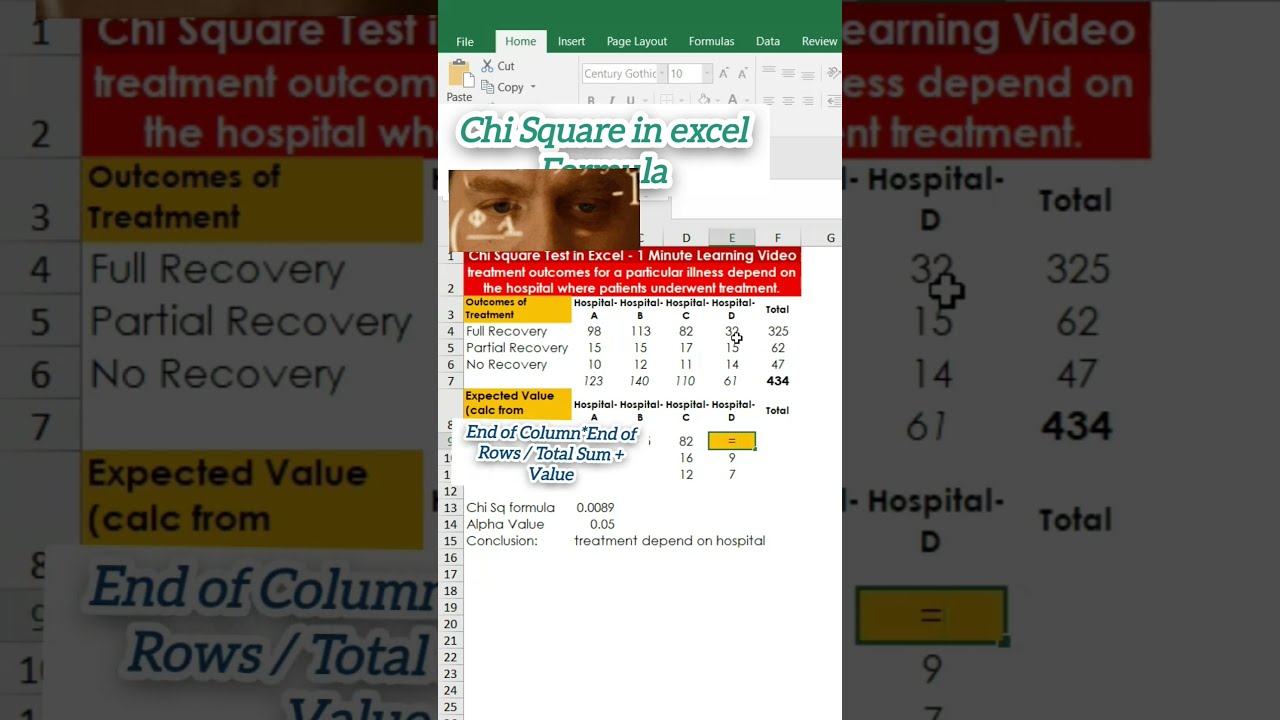 Chi Square Test In Excel shorts statistics YouTube Chi Square Test In Excel shorts statistics YouTube
