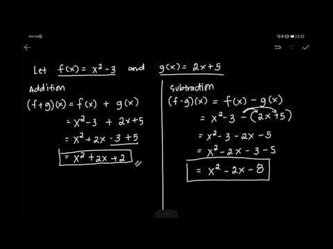 OPERATIONS ON FUNCTIONS ADDITION AND SUBTRACTION - YouTube