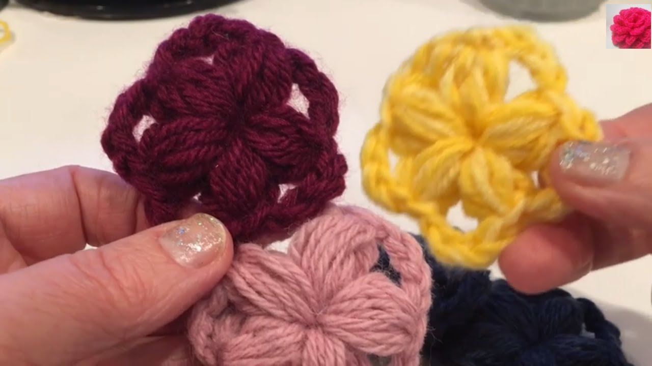 Crochet: How to crochet a puff flower/ by Valentina/ Puff flower ...