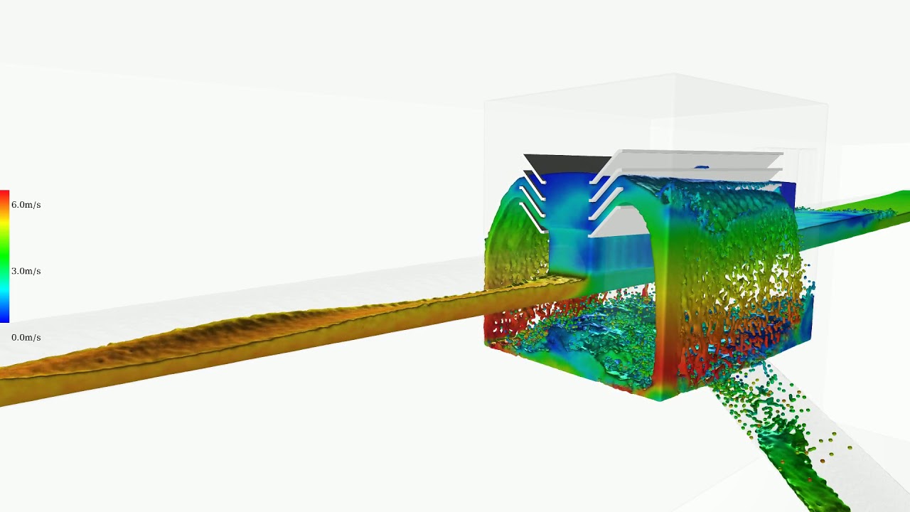 3D Simulation of a waste water spillway - YouTube