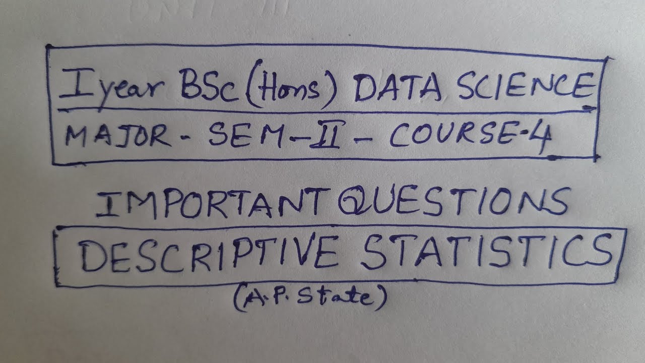 First Year BSc(Hons) Data Science Major Sem II Course-4 Important ...