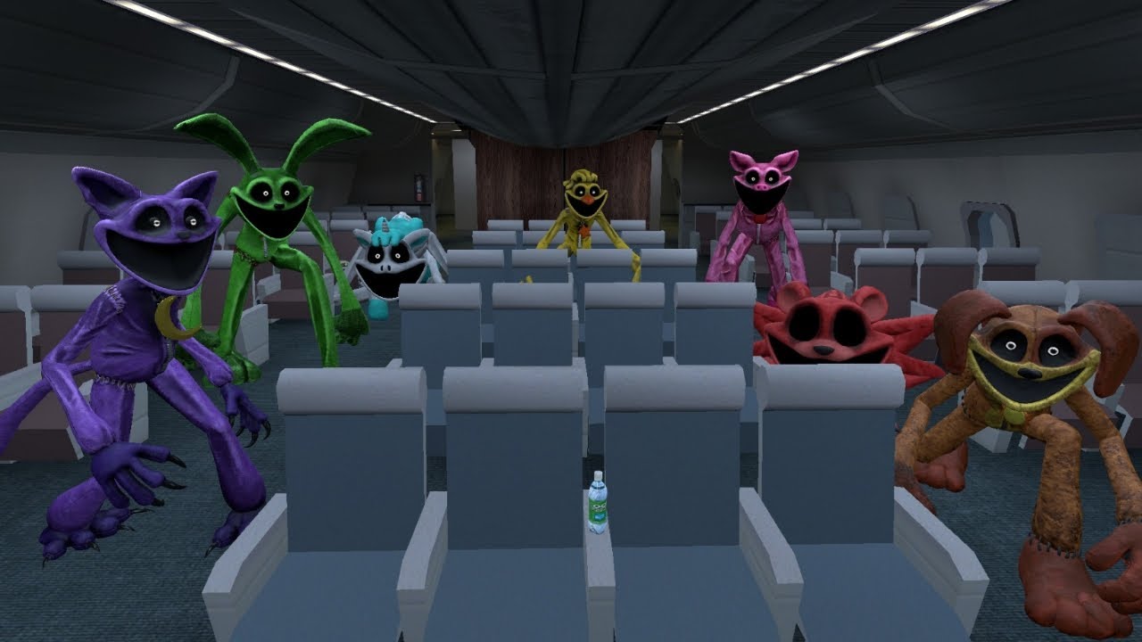 Surviving All Big Smiling Critters in the Airplane Poppy Playtime ...
