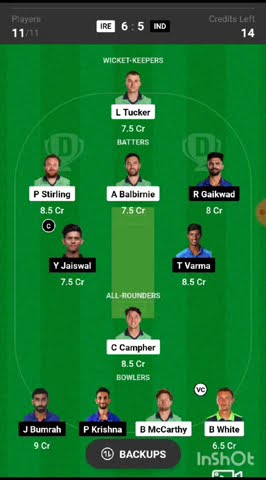 India vs Ireland #cricket #dream11 #fantasy #kuber #win #vision11 # ...