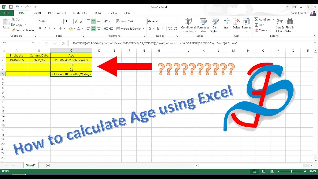 Age Calculator Using Microsoft Excel YouTube age-calculator-using-microsoft-excel-youtube