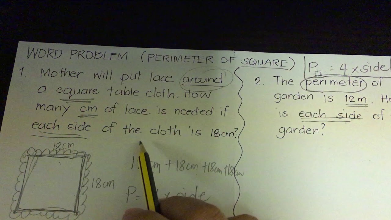 WORD PROBLEM ABOUT PERIMETER OF SQUARE G4 - YouTube