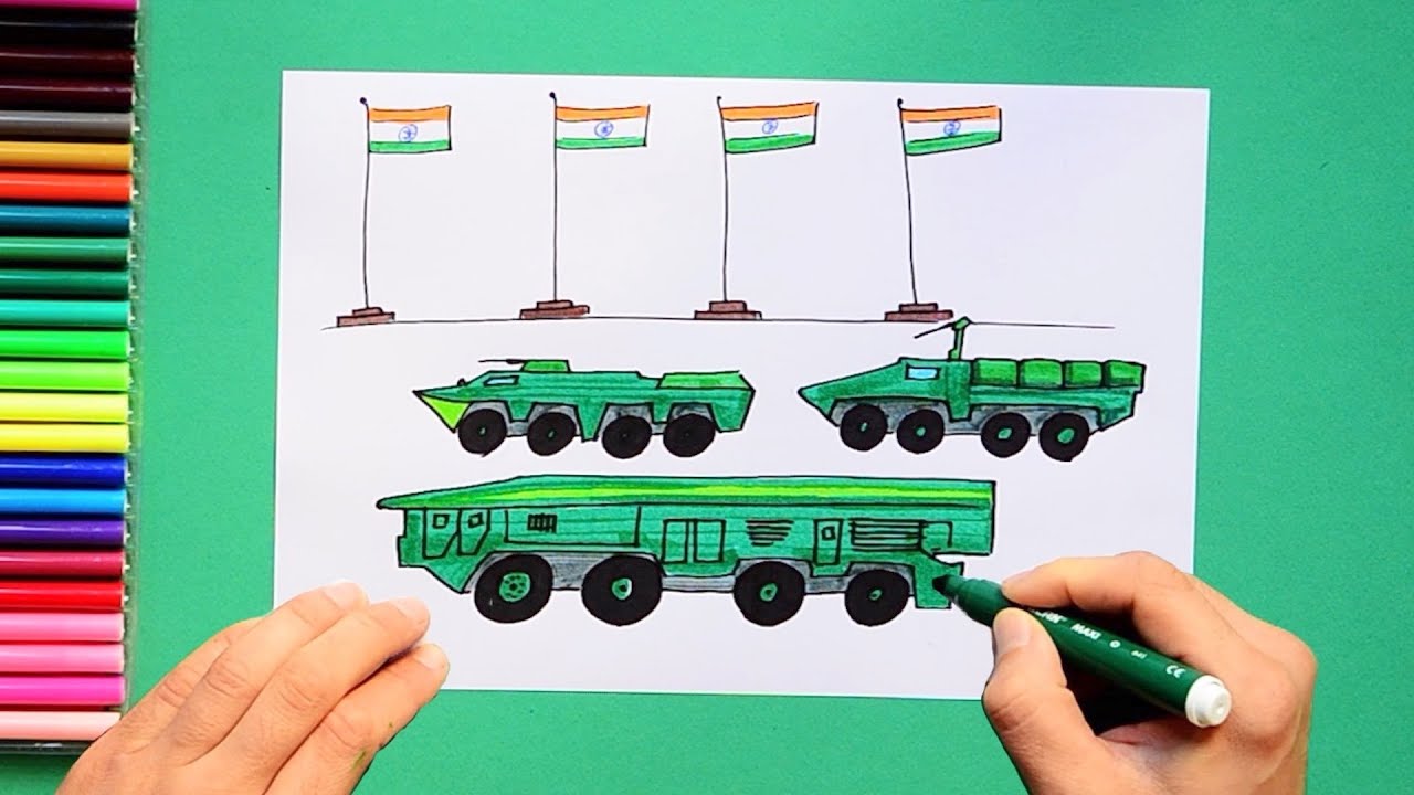 How to draw India Republic Day Military Parade - YouTube