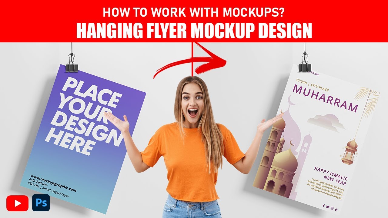 How To Work With Hanging Flyer Mockup - YouTube