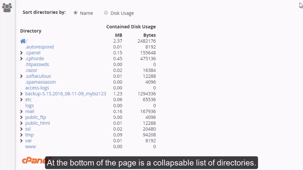 HOW TO USE THE DISK SPACE USAGE TOOL IN CPANEL? - YouTube