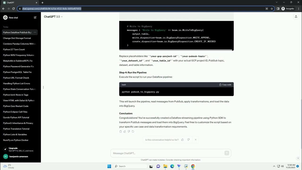 Dataflow Streaming using Python SDK Transform for PubSub Messages to BigQuery Output - YouTube