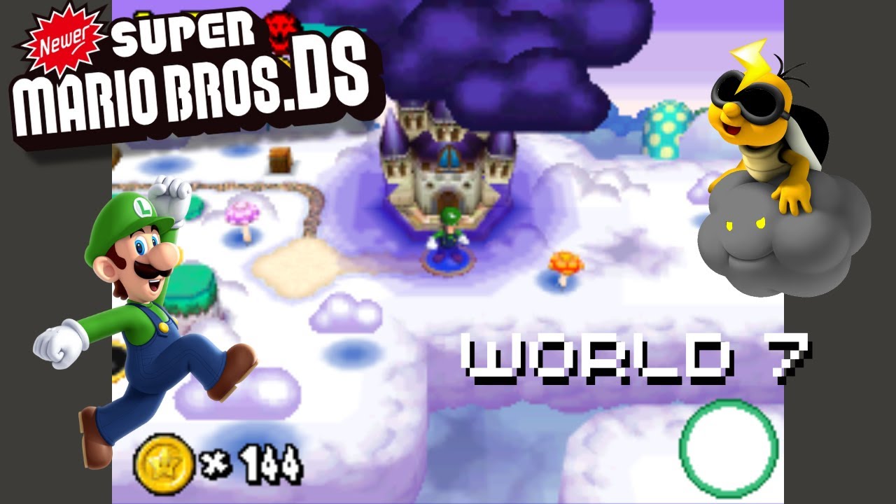 Newer Super Mario Bros. DS Longplay Part 7 --- World 7 Most Star Coins ...