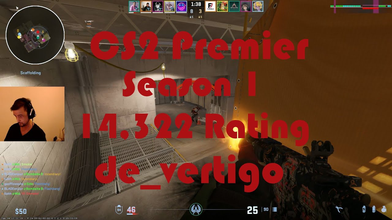CS2 Premier Matchmaking - Season 1 - 14,322 Rating - de_vertigo - YouTube