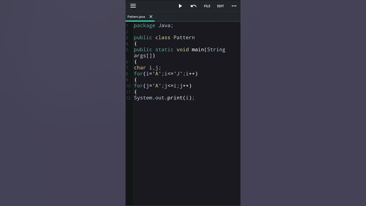 #Shorts🔥 Java Program Print Alphabet A to J Using for loop In Pyramid Shape. - YouTube