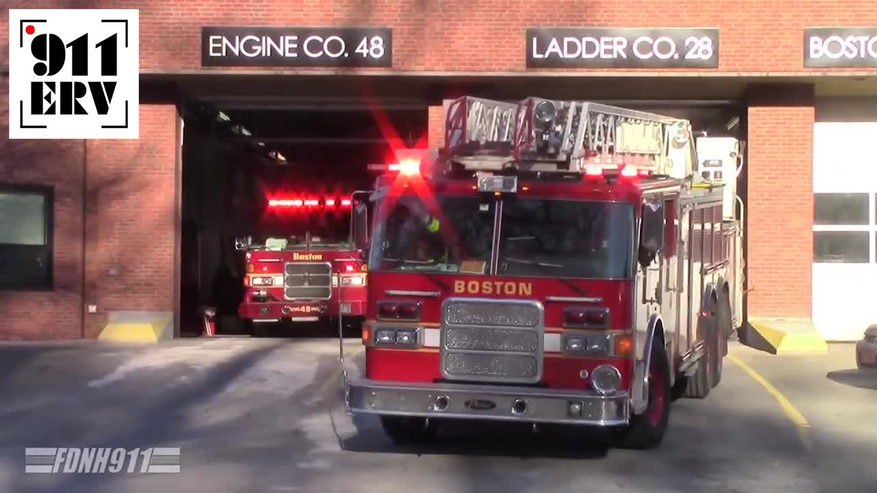 Boston Fire Spare Ladder 8 and Engine 48 Responding - YouTube