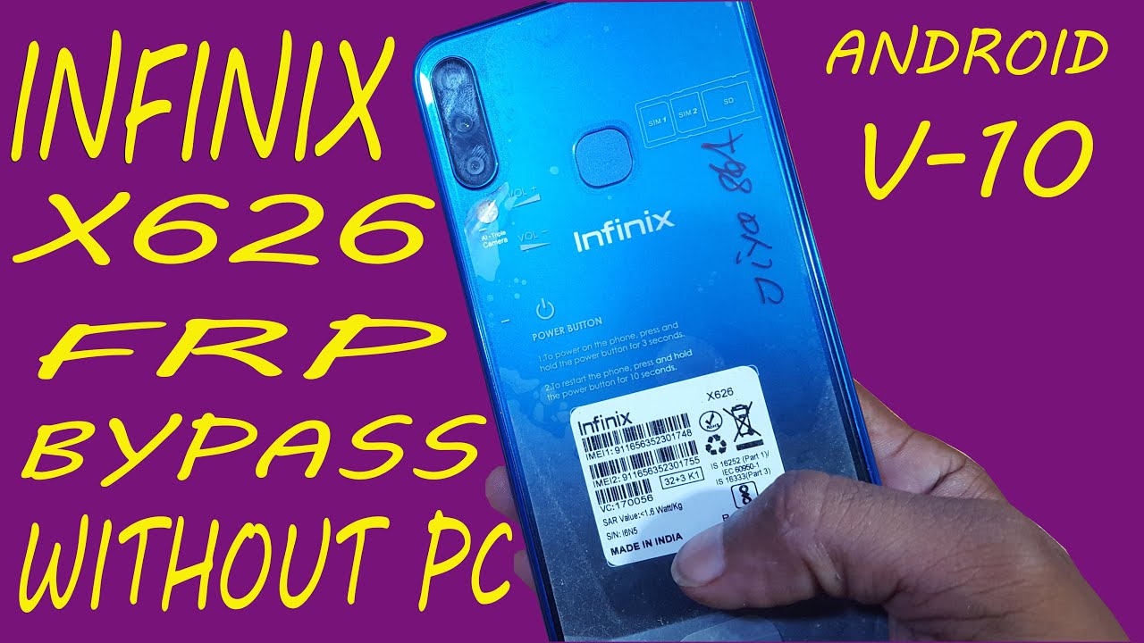 INFINIX X626 FRP BYPASS WITHOUT PC - YouTube