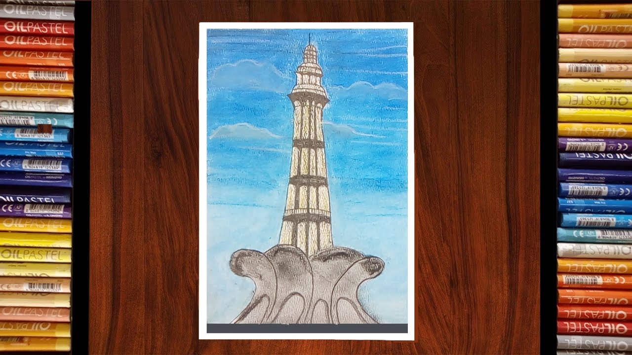 Minar-e-Pakistan Drawing | 14th Aug Independence Day | Oil Pastel ...