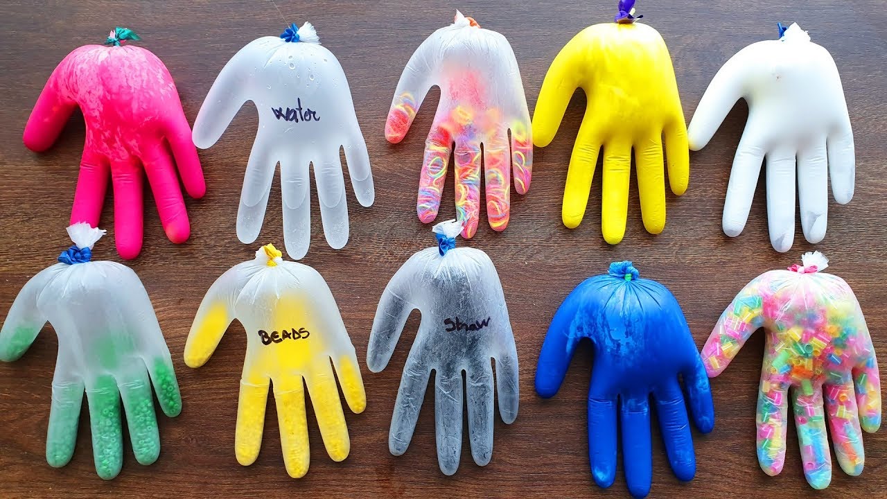 Making Crunchy Slime With Gloves - Satisfying Slime Videos - Glove ...