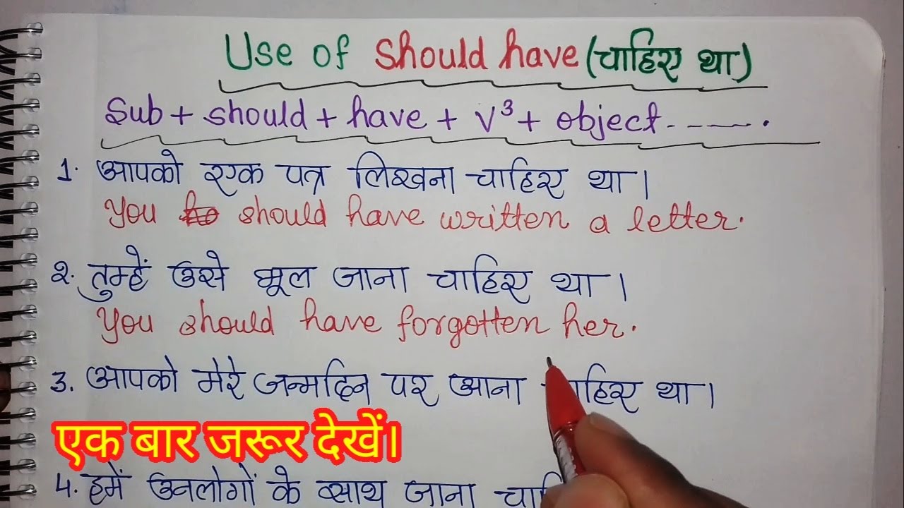 Use of Should have +V³(चाहिए था)/Modal Verbs in English Grammar 2022 ...