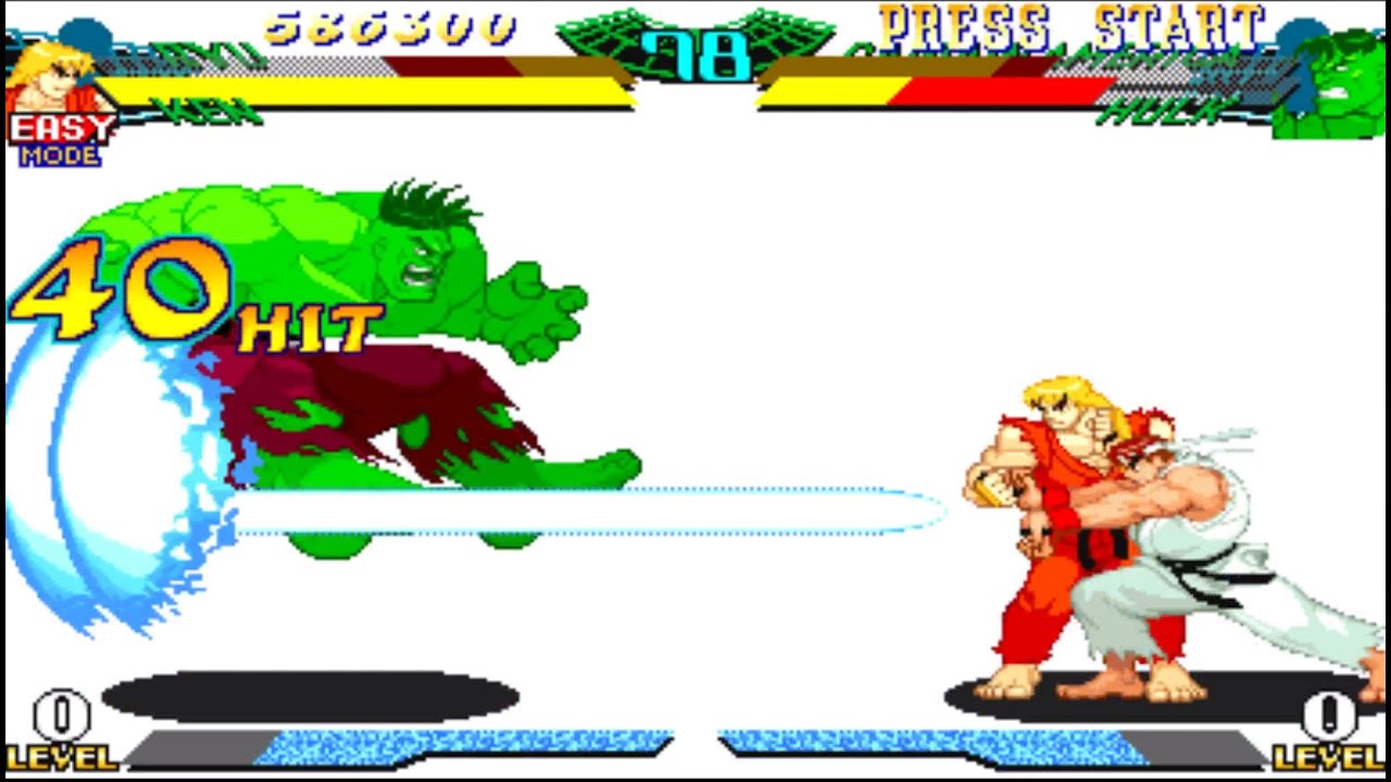 Marvel Super Heroes vs. Street Fighter full Playthrough (Ryu & Ken ...