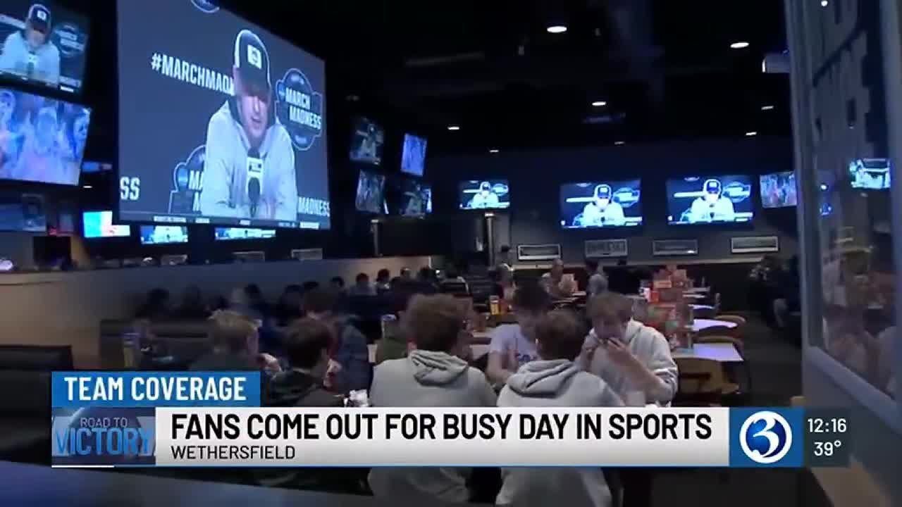 Still dancing! UConn men highlight a busy sports day - YouTube