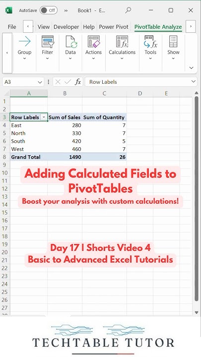Add Calculations to PivotTables in MS Excel! Tutorial Day 17, Video 4 #excel #excelshorts # ...