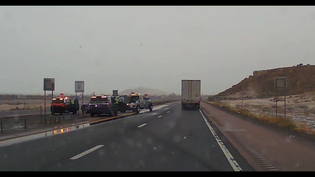 Emergency vehicles clearing accident crash scene on interstate i40 ...