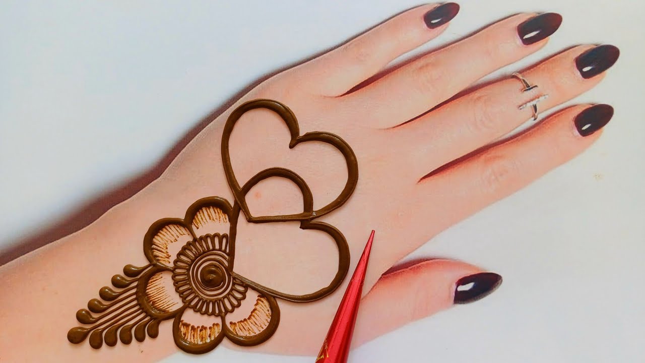 Beautiful simple heart shape mehndi design | Easy mehndi design ...