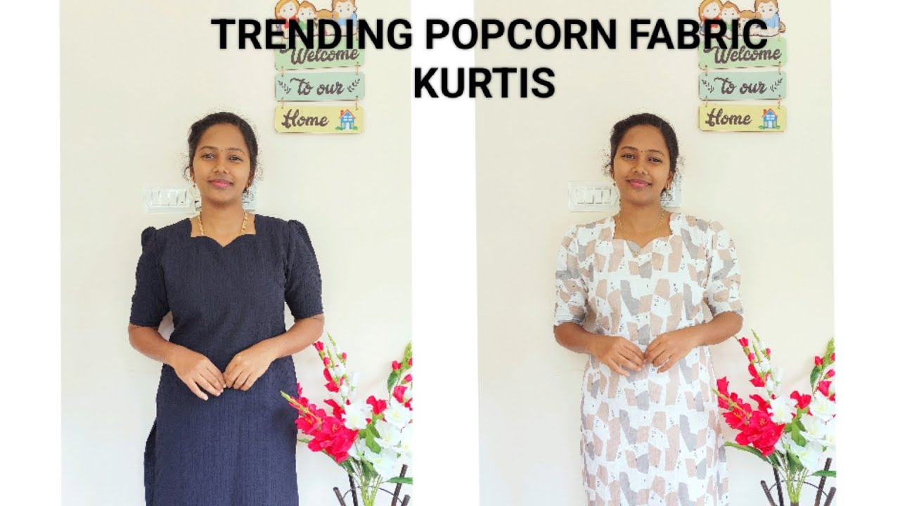 TRENDING POPCORN FABRIC KURTIS - YouTube
